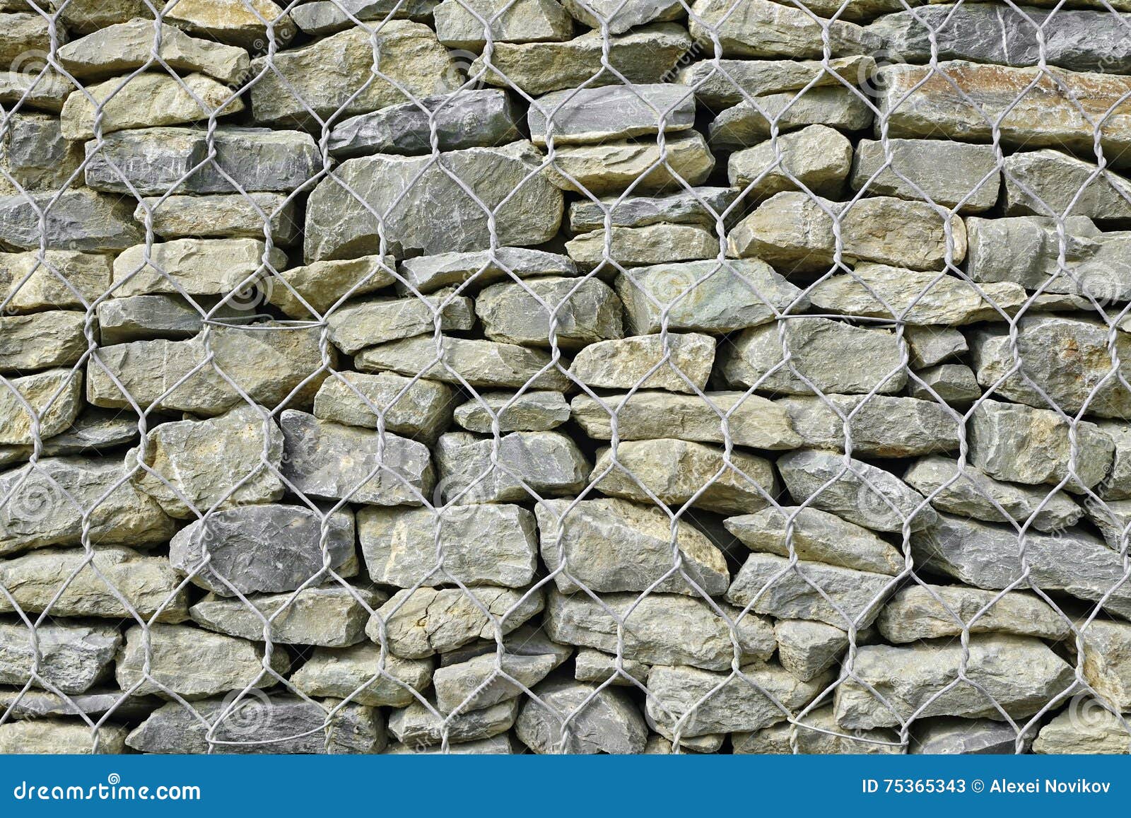 Gabion Retaining Wall Background or Texture Stock Image - Image of road ...