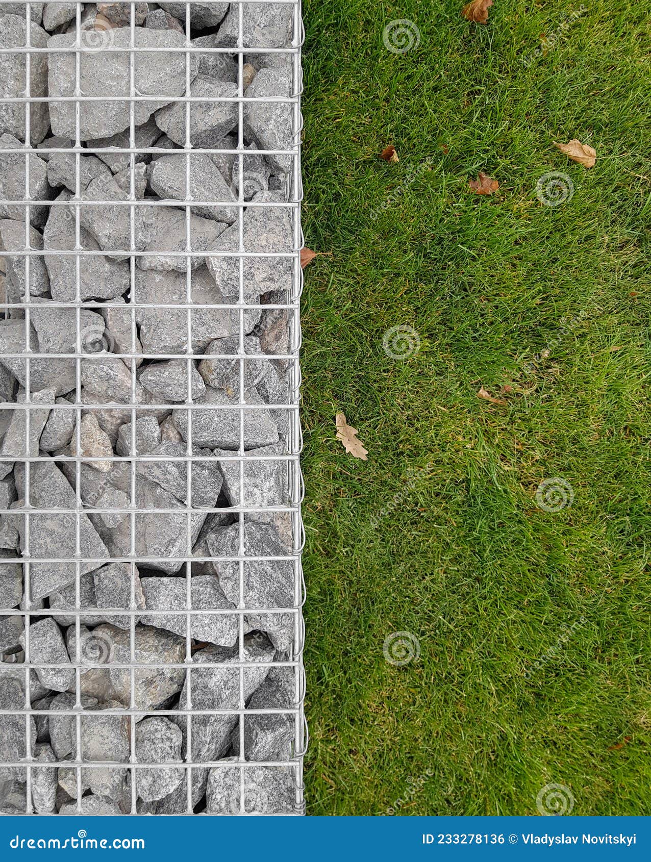 Gabion Retaining Wall Supports a Patch of Ground with Grass Stock Photo ...