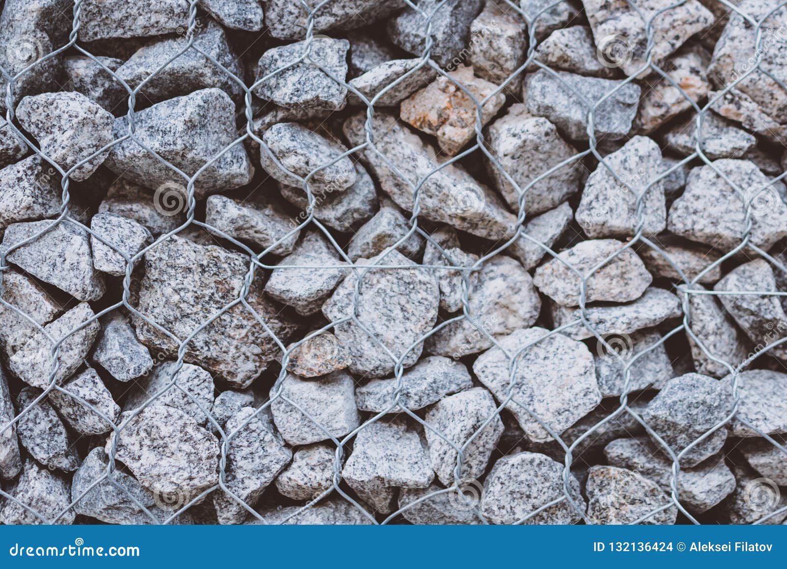 Gabion protective wall stock photo. Image of metal, fence - 132136424