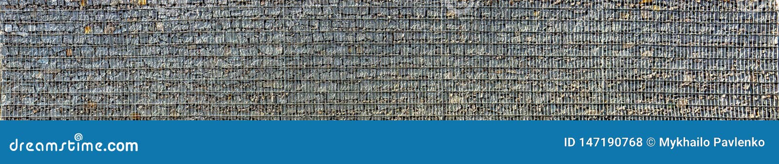 Gabion, A Stone Wall With A Metal Grid Of Gray Granite Texture Stock ...