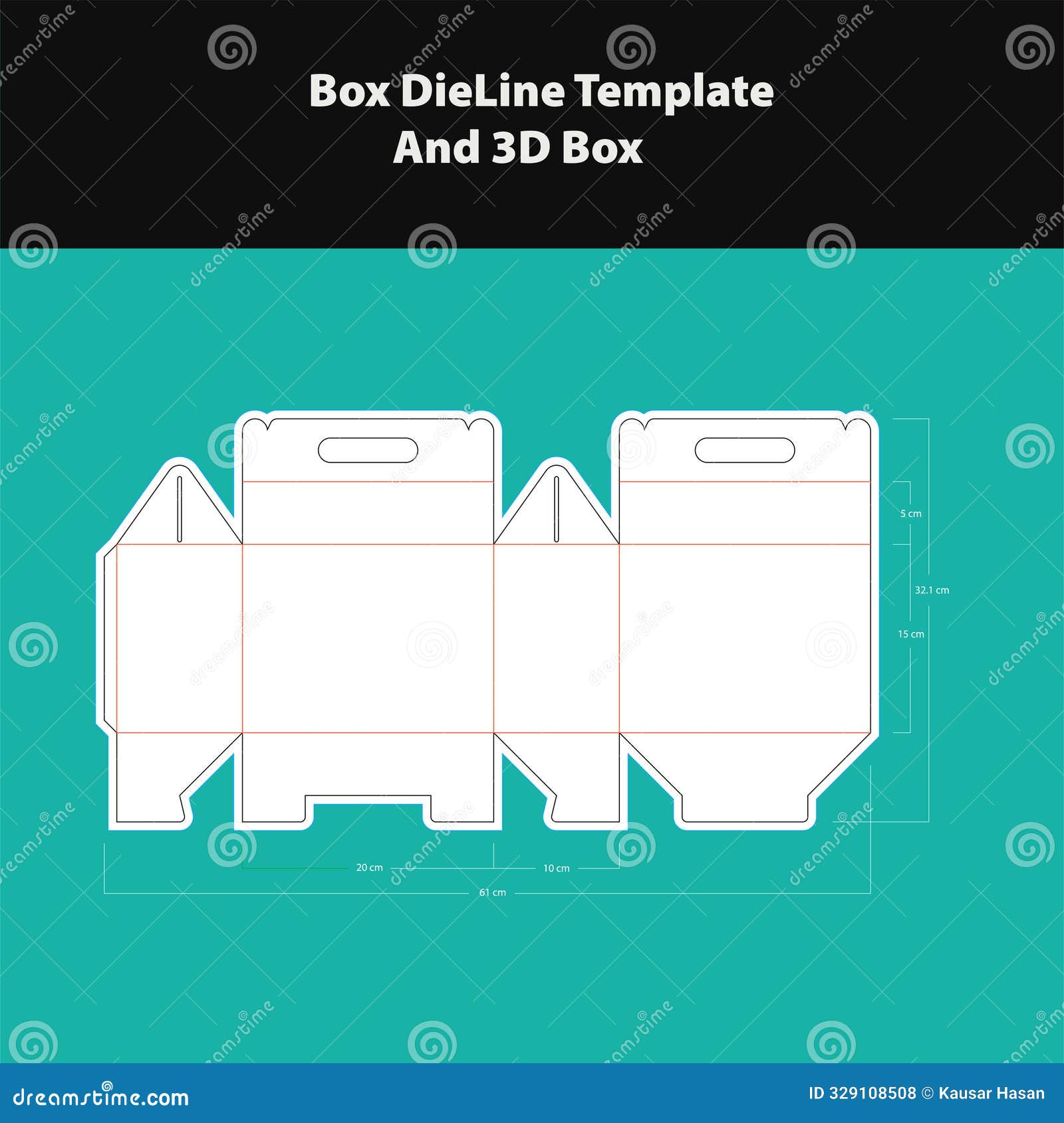 Gable Auto Lock Box Dieline Template, Vector Design Stock Vector ...