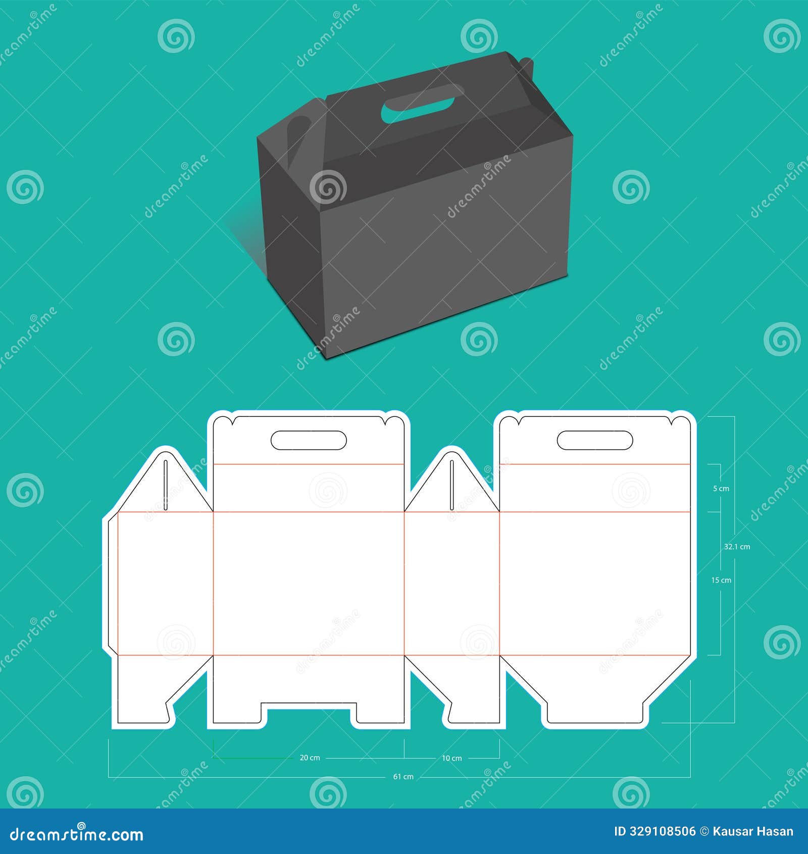 Gable Auto Lock Box Dieline Template, Vector Design Stock Vector ...