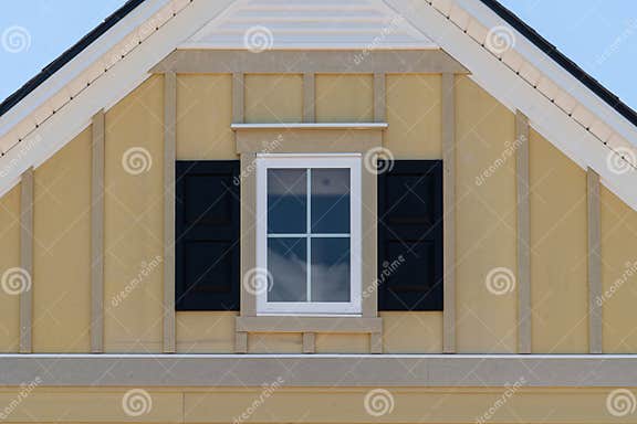 Under Construction Yellow Garage Gable Roof with Decorative Window with ...
