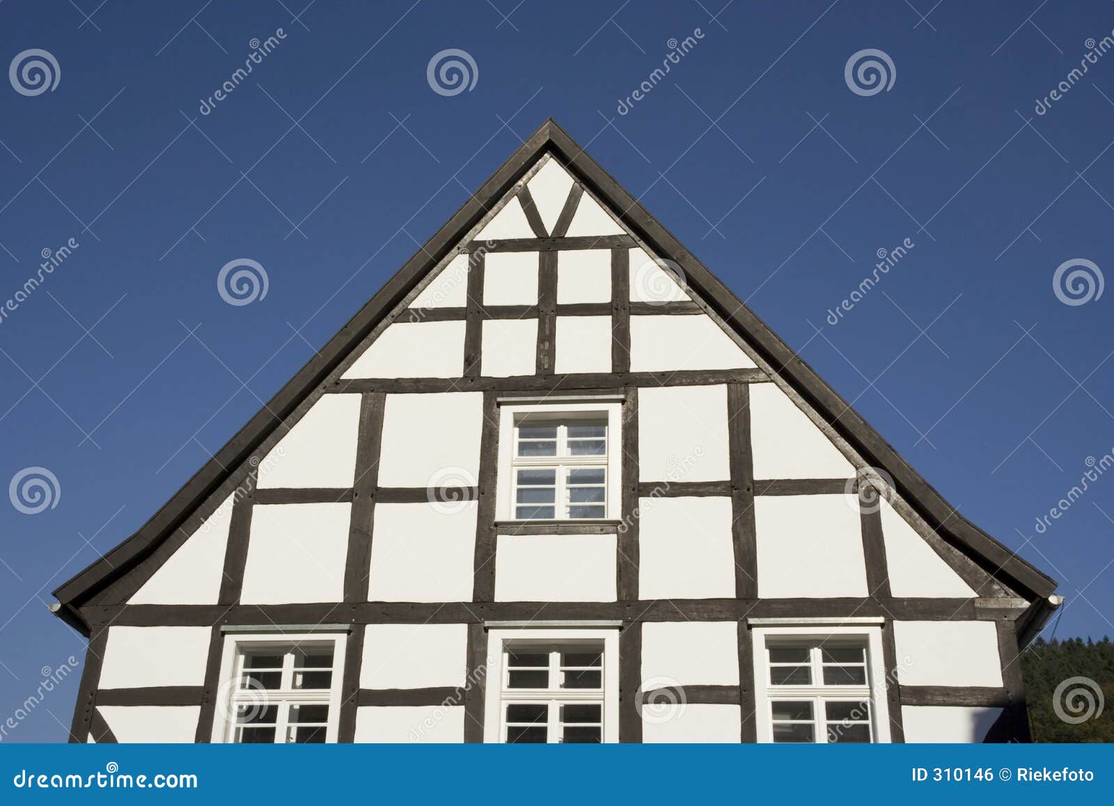 Gable of a Half-timbered House in Black and White Stock Photo - Image ...