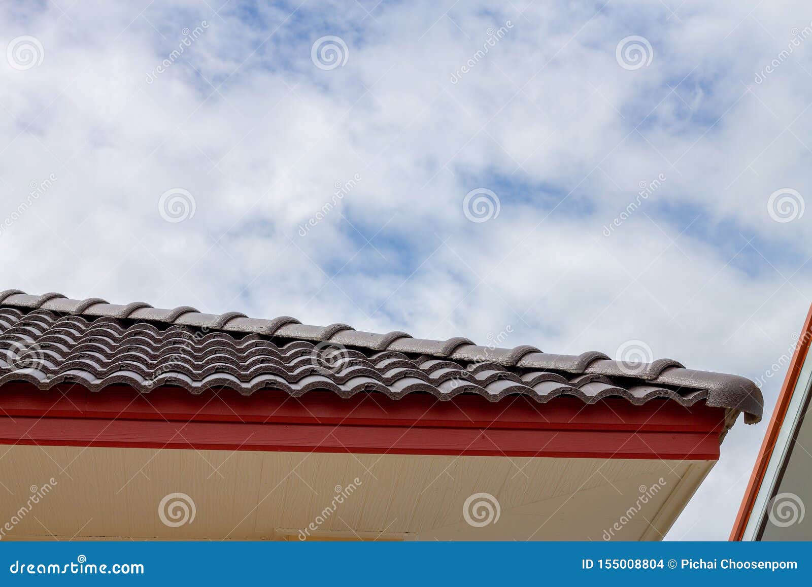 The Gable Roof with the Sky with Clouds Background Stock Photo - Image ...