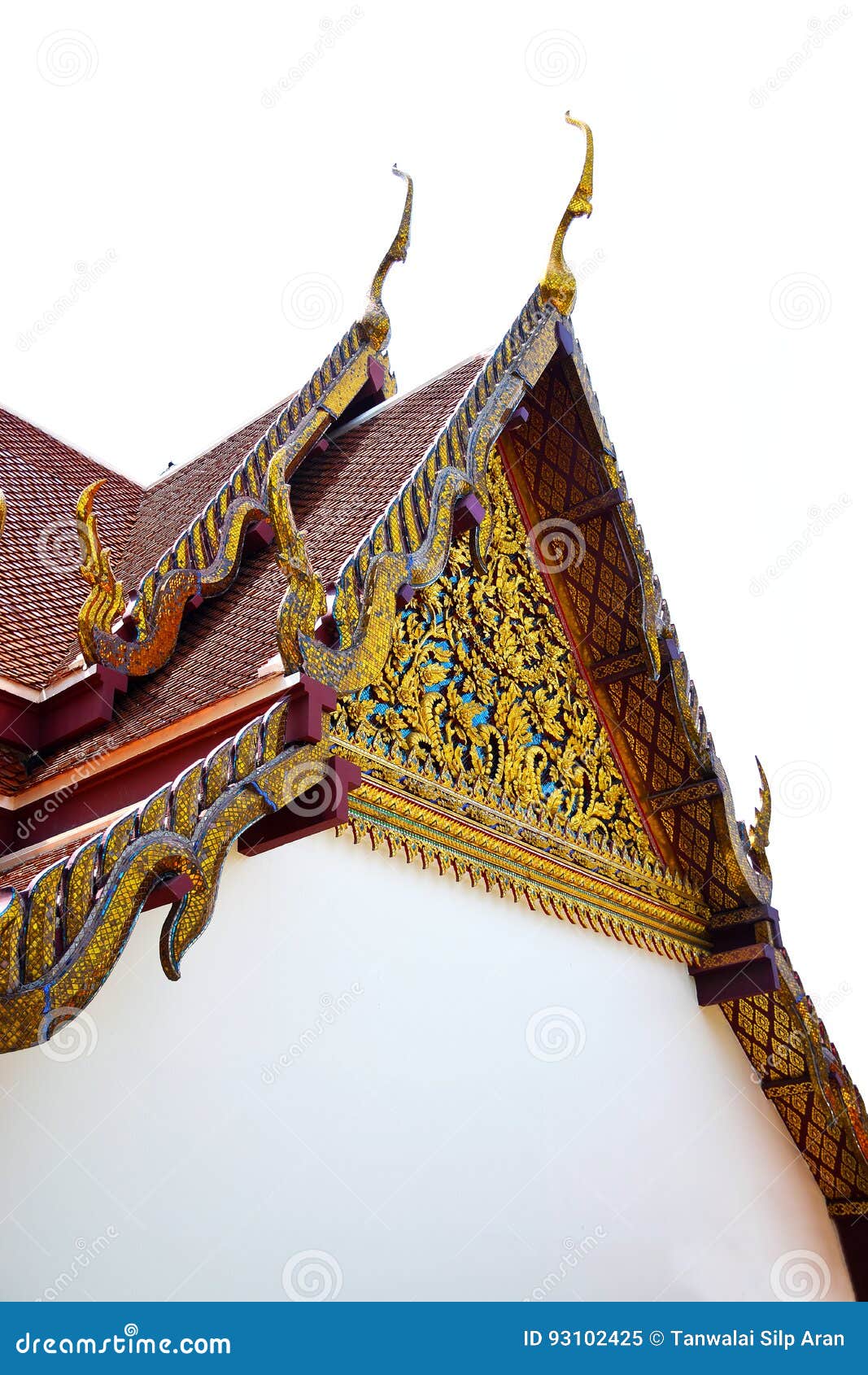 Gable Roof of Thai Temple Isolated 0213 Stock Image - Image of building ...