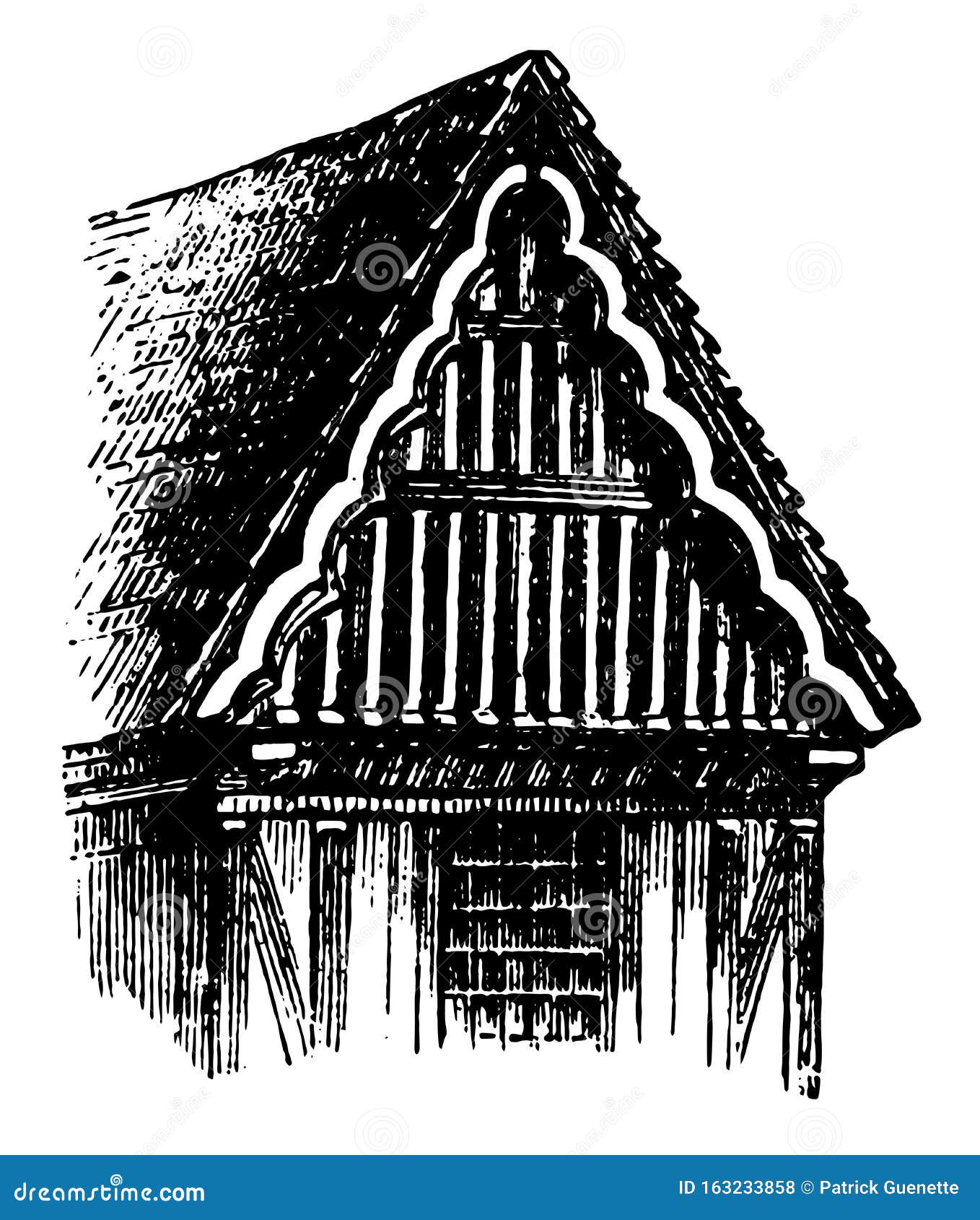 Gable Structural System Vintage Engraving Vector Illustration ...