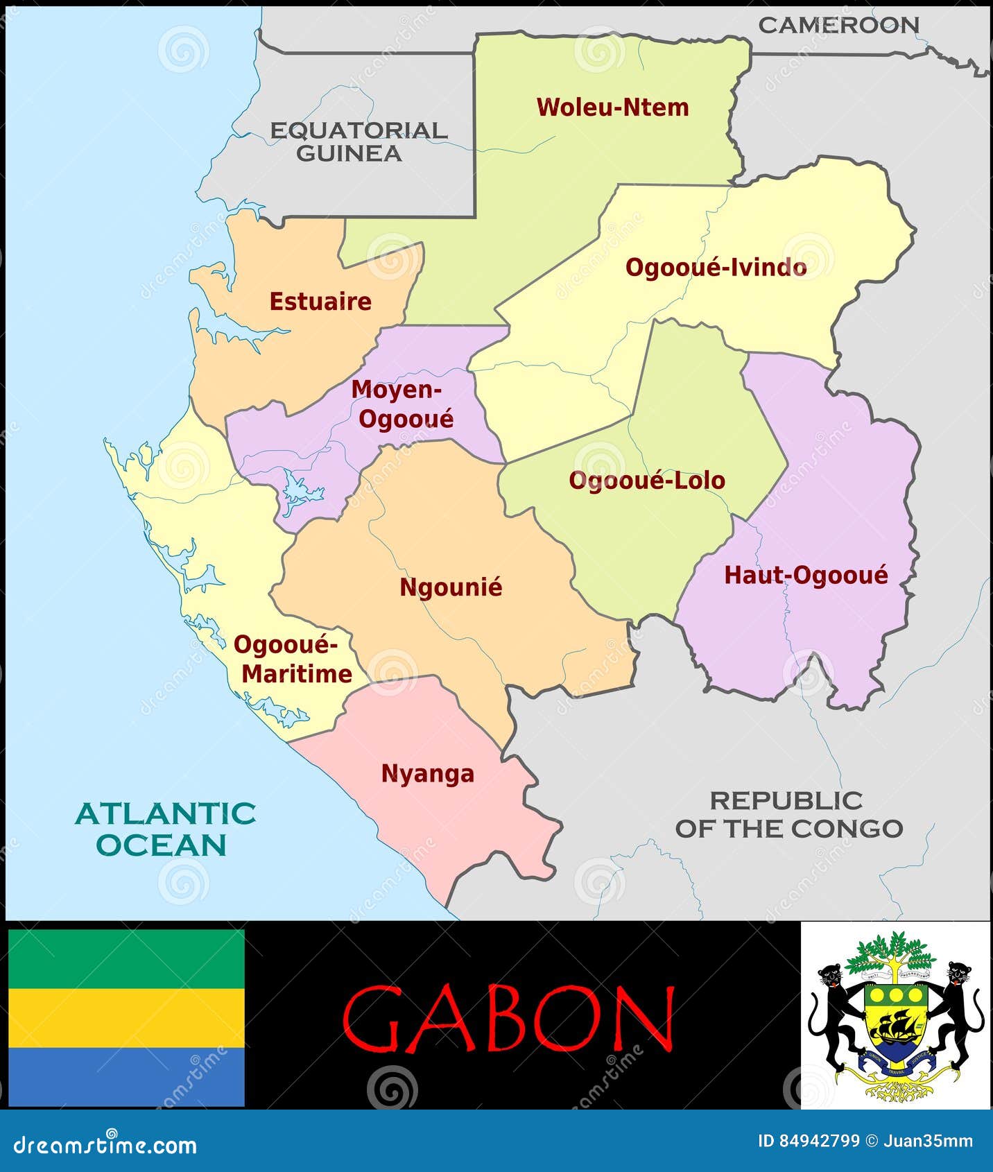 Gabon Administrative Divisions Stock Illustration - Illustration of ...