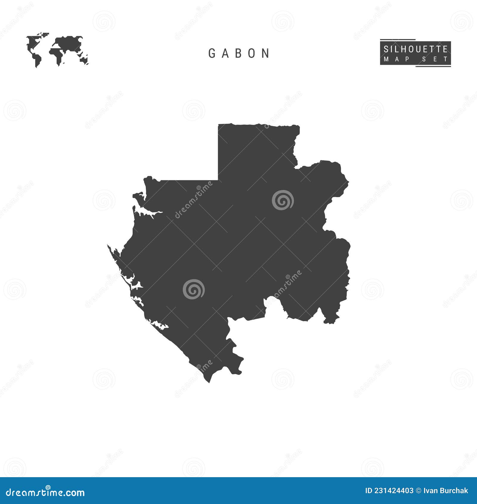 Gabon Vector Map Isolated On White Background. High-Detailed Black ...