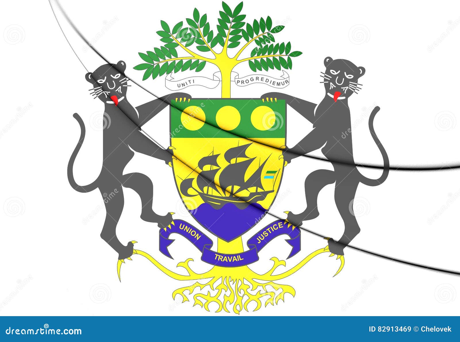 Gabon coat of arms stock illustration. Illustration of arms - 82913469