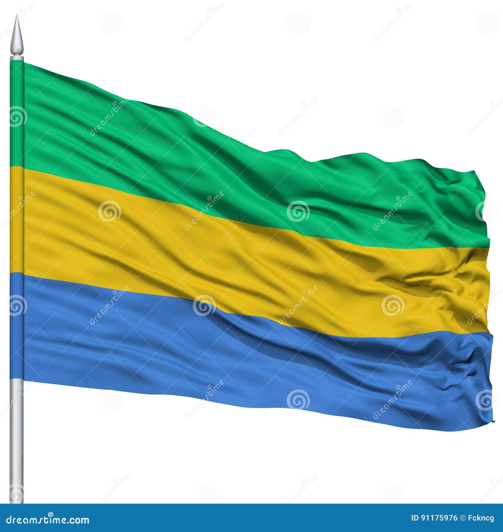 Gabon Flag on Flagpole stock illustration. Illustration of patriot ...