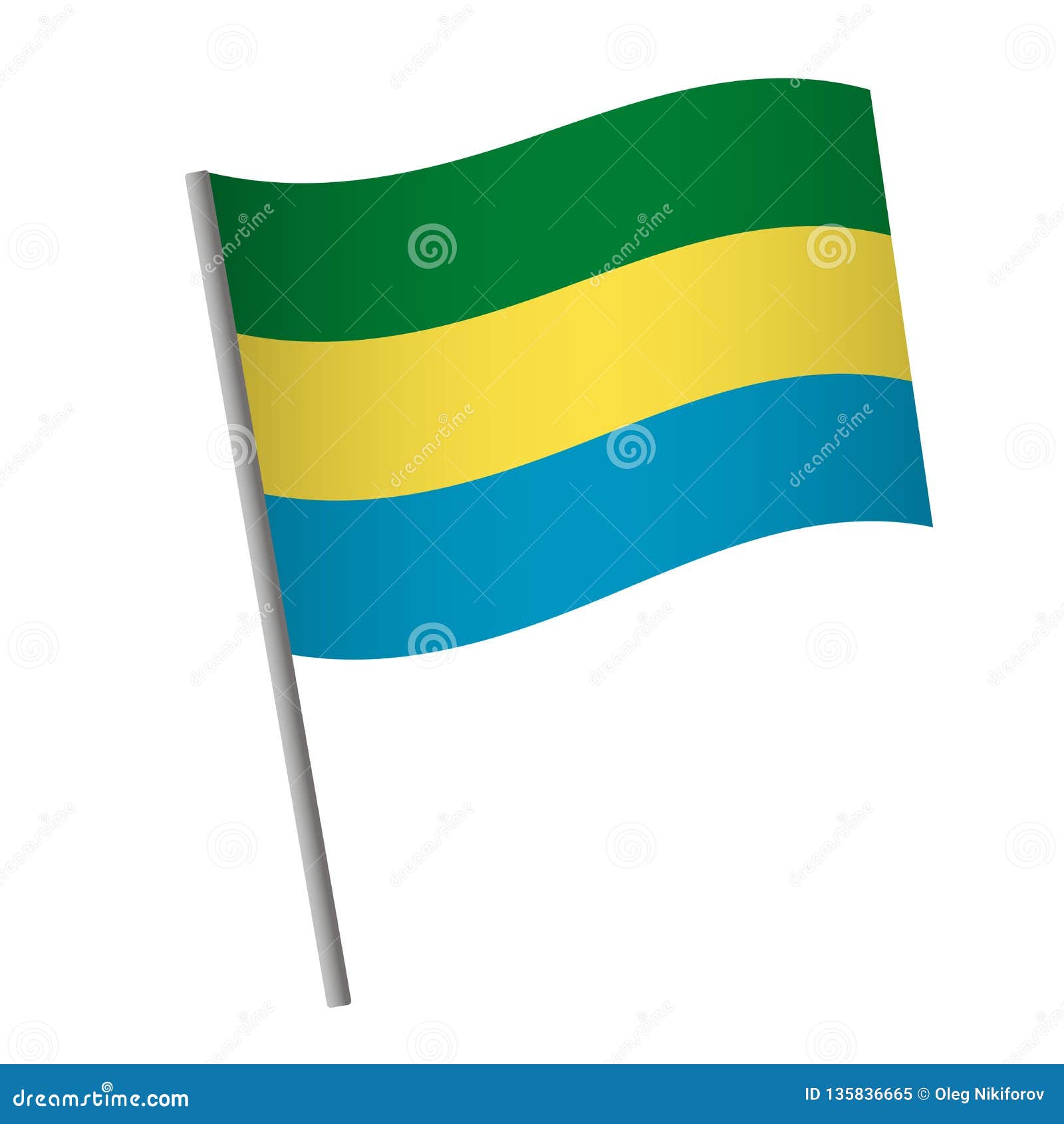Gabon flag icon stock illustration. Illustration of flagpole - 135836665