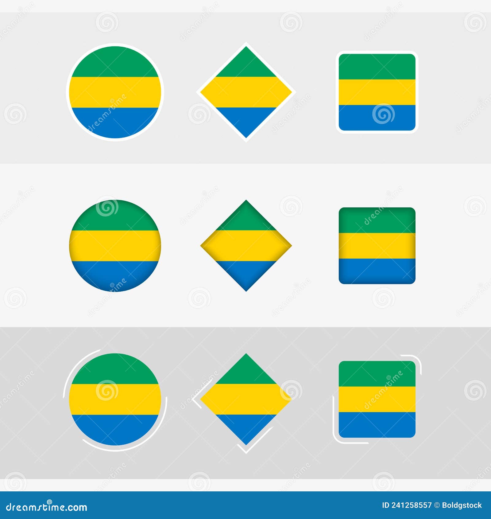 Gabon Flag Icons Set, Vector Flag of Gabon Stock Vector - Illustration ...