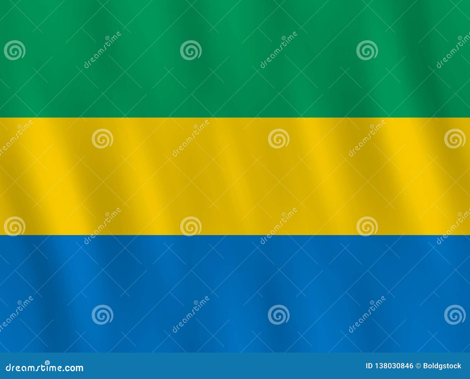 Gabon Flagga Med Vinkande Effekt, Officiell Proportion Vektor Illustrationer - Illustration av ...