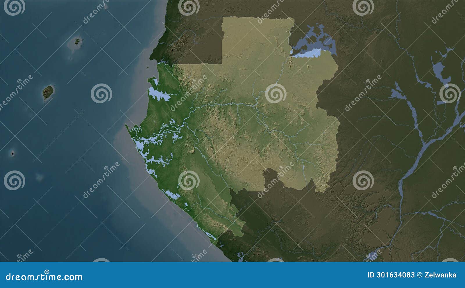 Gabon highlighted. Pale stock illustration. Illustration of territory ...