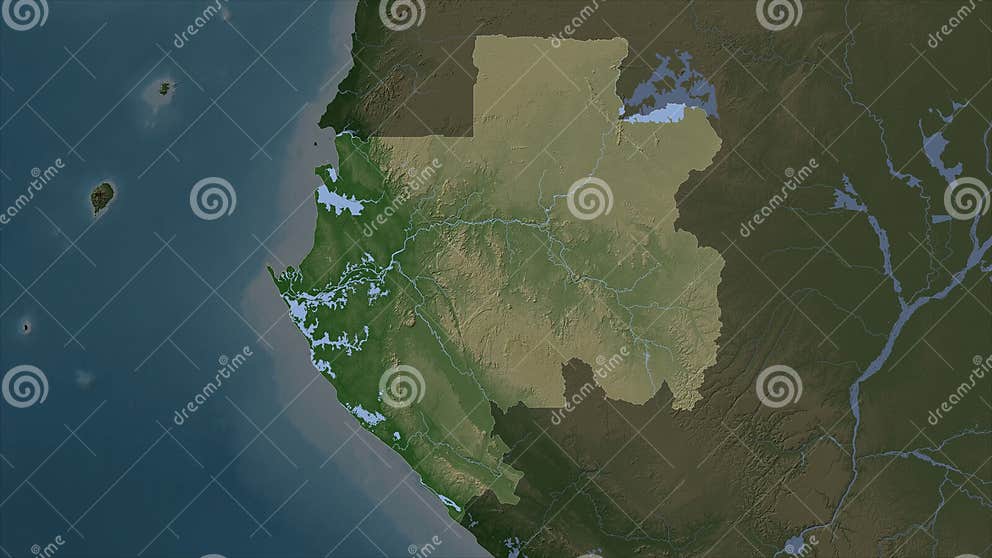 Gabon highlighted. Pale stock illustration. Illustration of territory ...