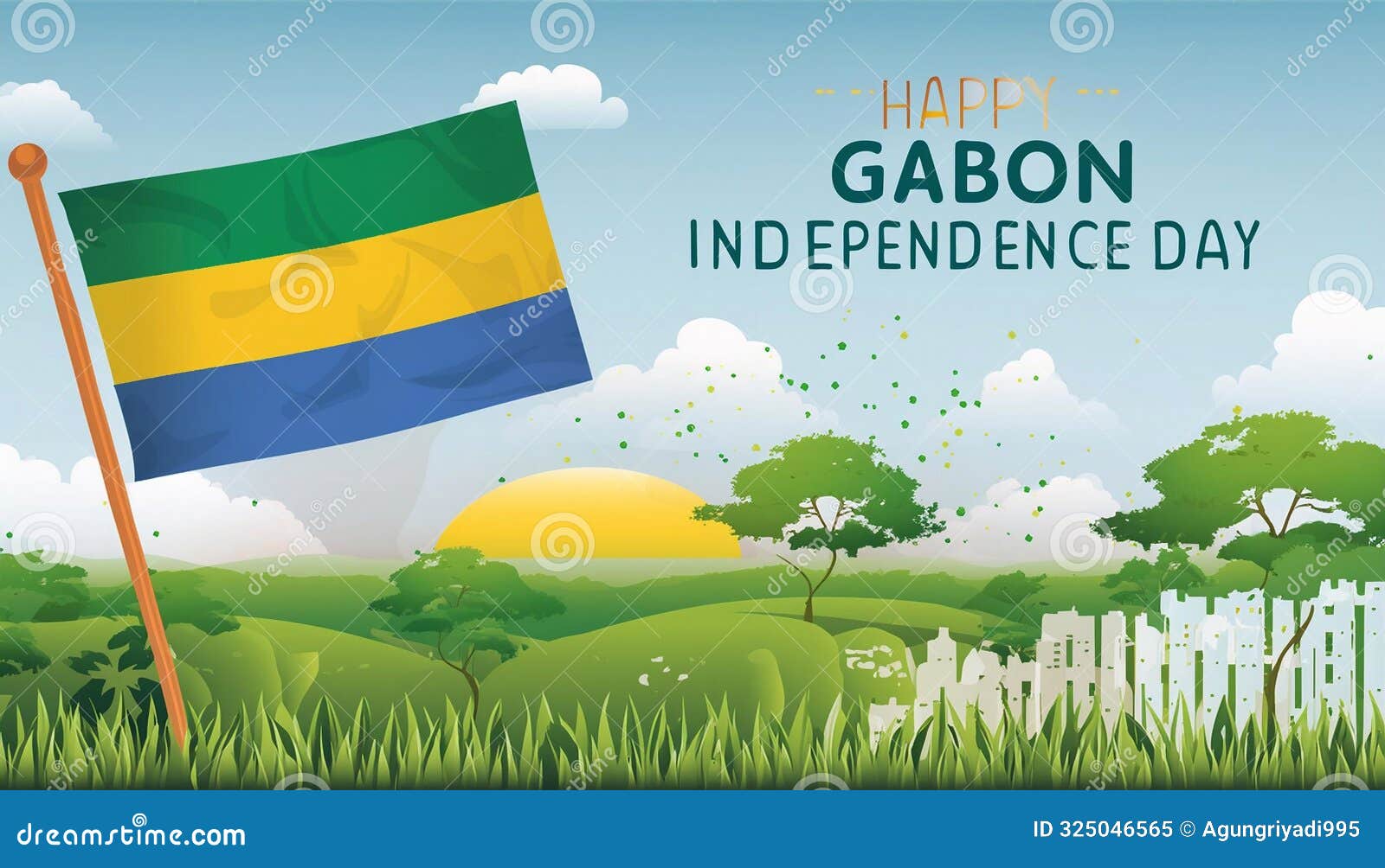 Gabon Independence Day Poster Design with Gabon Flag Stock Illustration ...