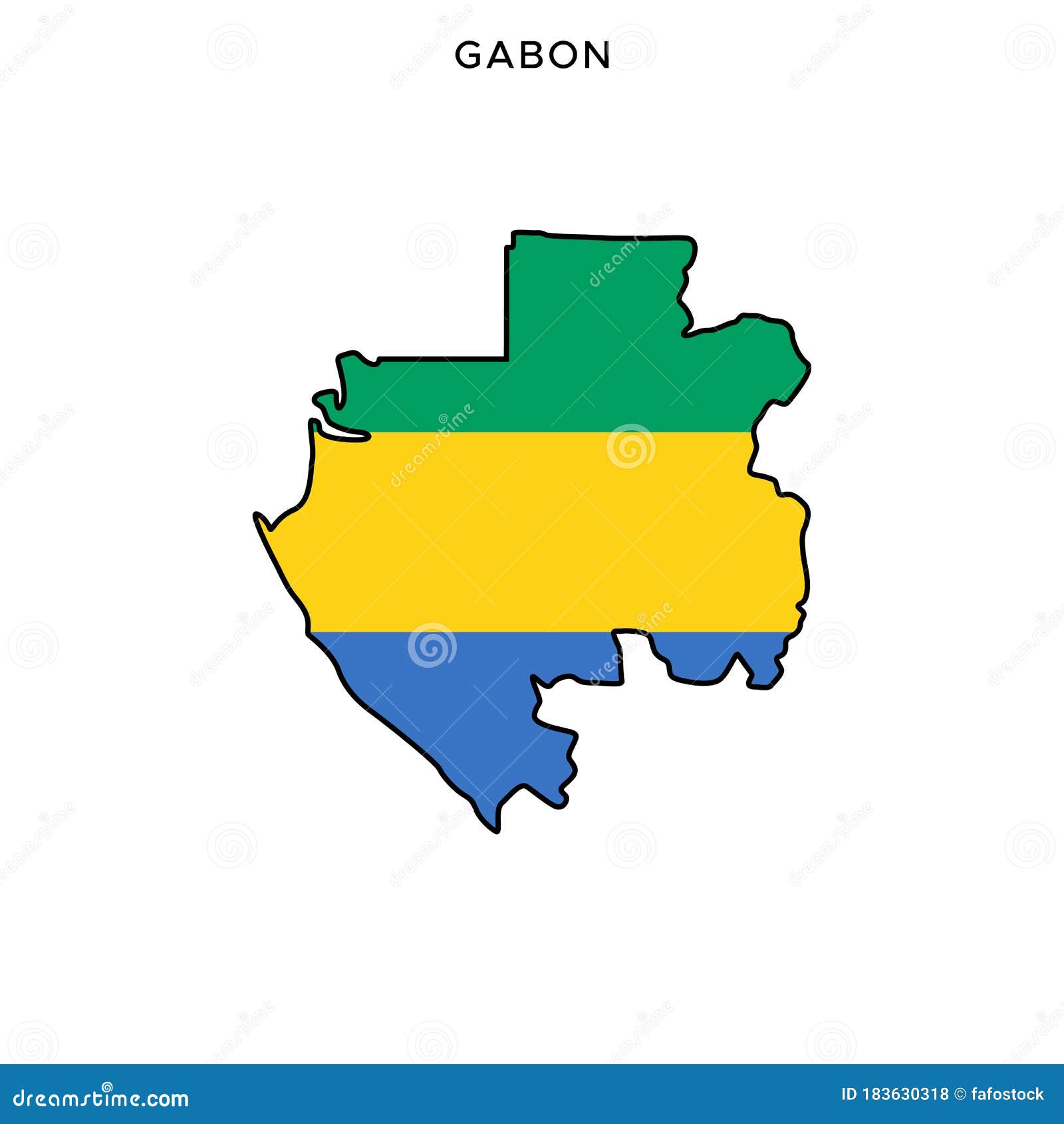 Map and Flag of Gabon Vector Design Template with Editable Stroke ...