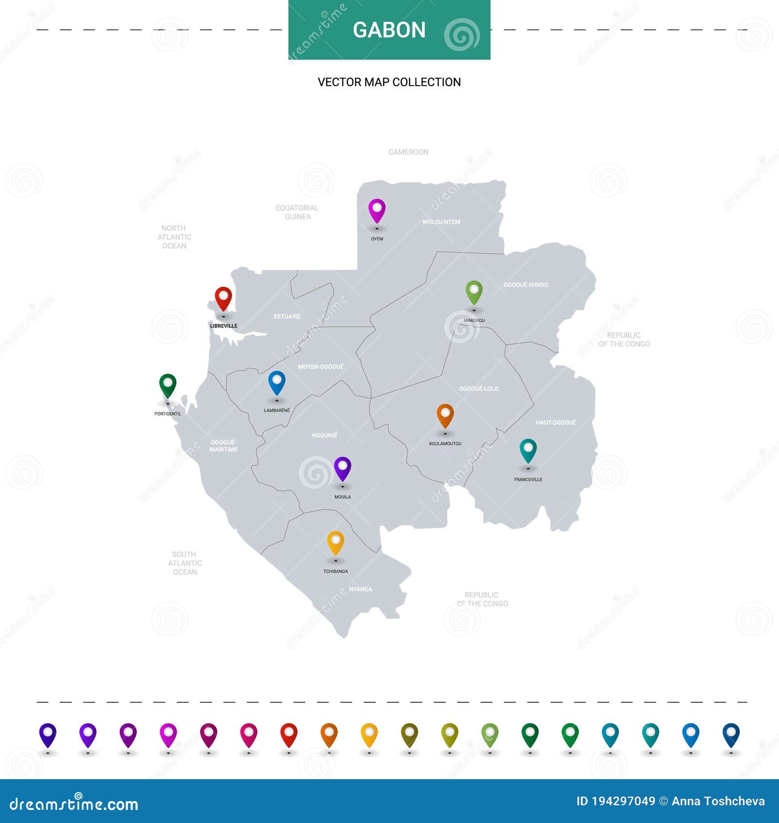 Infographic For Gabon, Detailed Map Of Gabon With Flag Vector ...