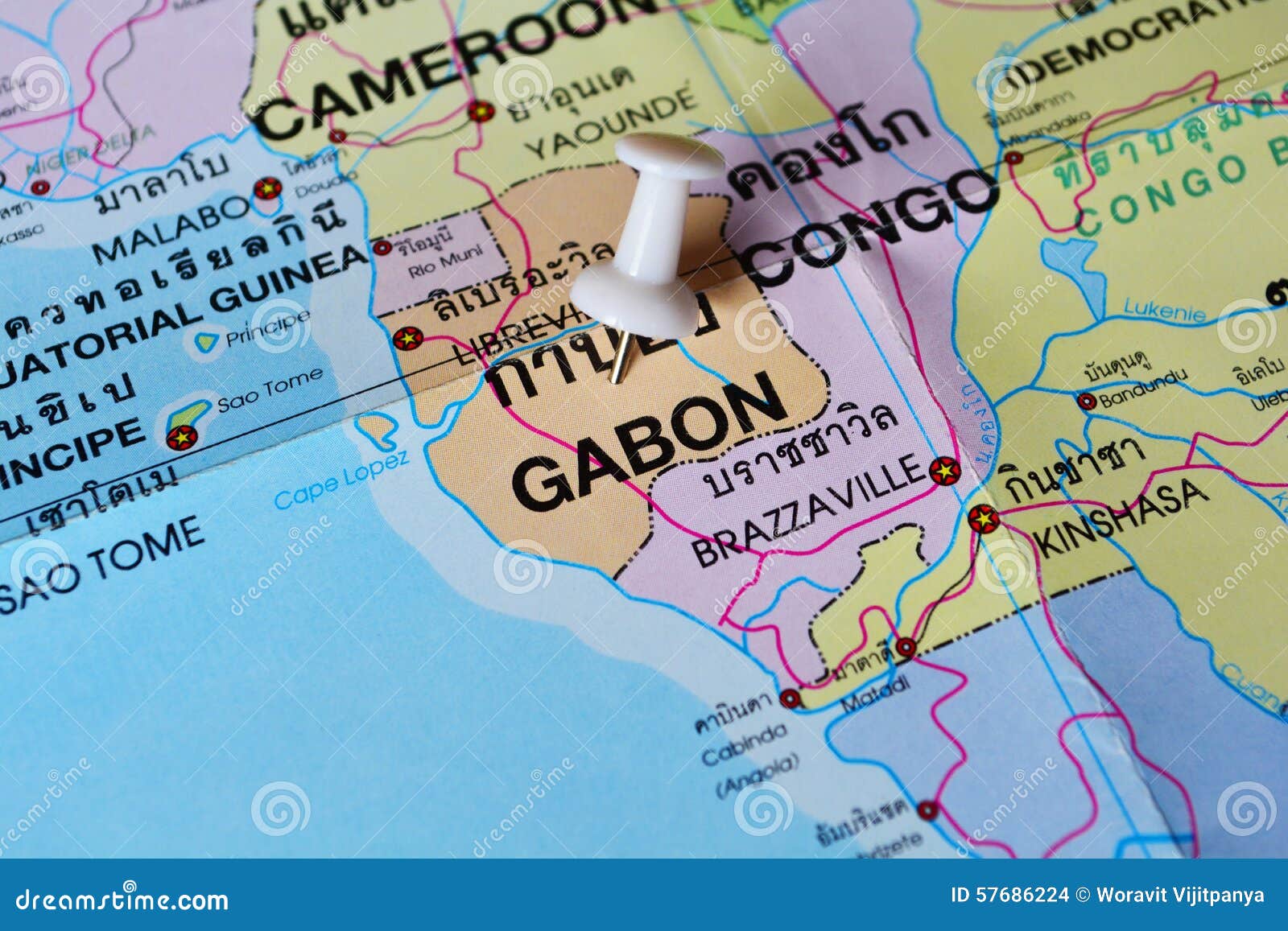 Gabon map stock photo. Image of democratic, city, biafra - 57686224