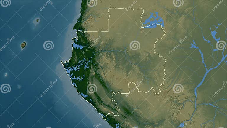 Gabon outlined. Physical stock illustration. Illustration of nature ...