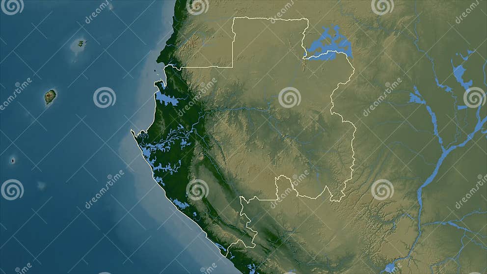 Gabon outlined. Physical stock illustration. Illustration of nature ...