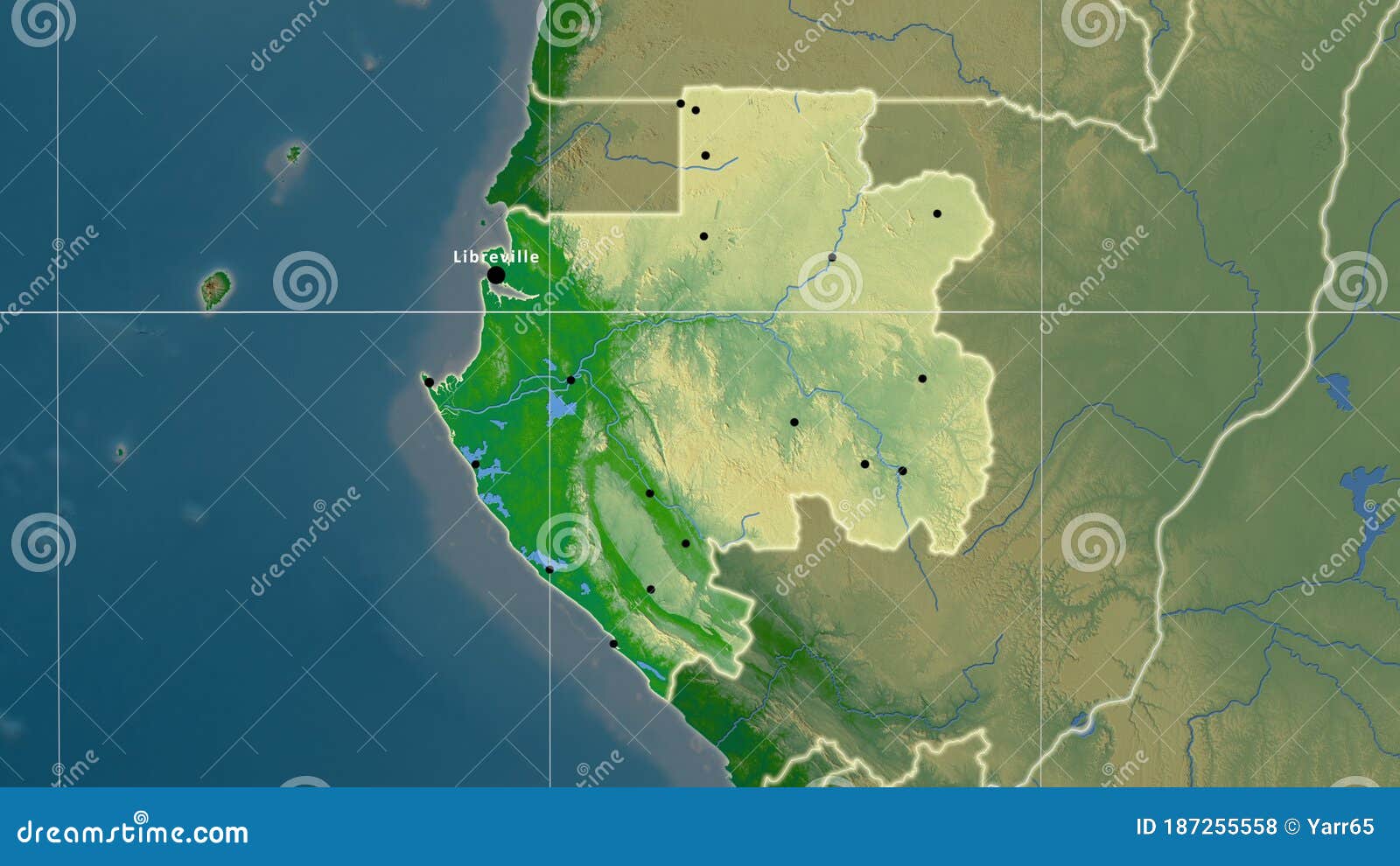 Gabon - Physical. Composition, Borders Stock Illustration ...