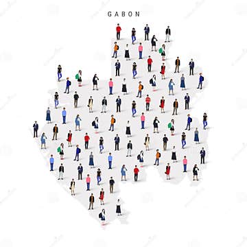 Gabon Population Map. Large Group of People in a Shape of Gabonese Map ...