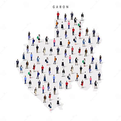 Gabon Population Map. Large Group of People in a Shape of Gabonese Map ...