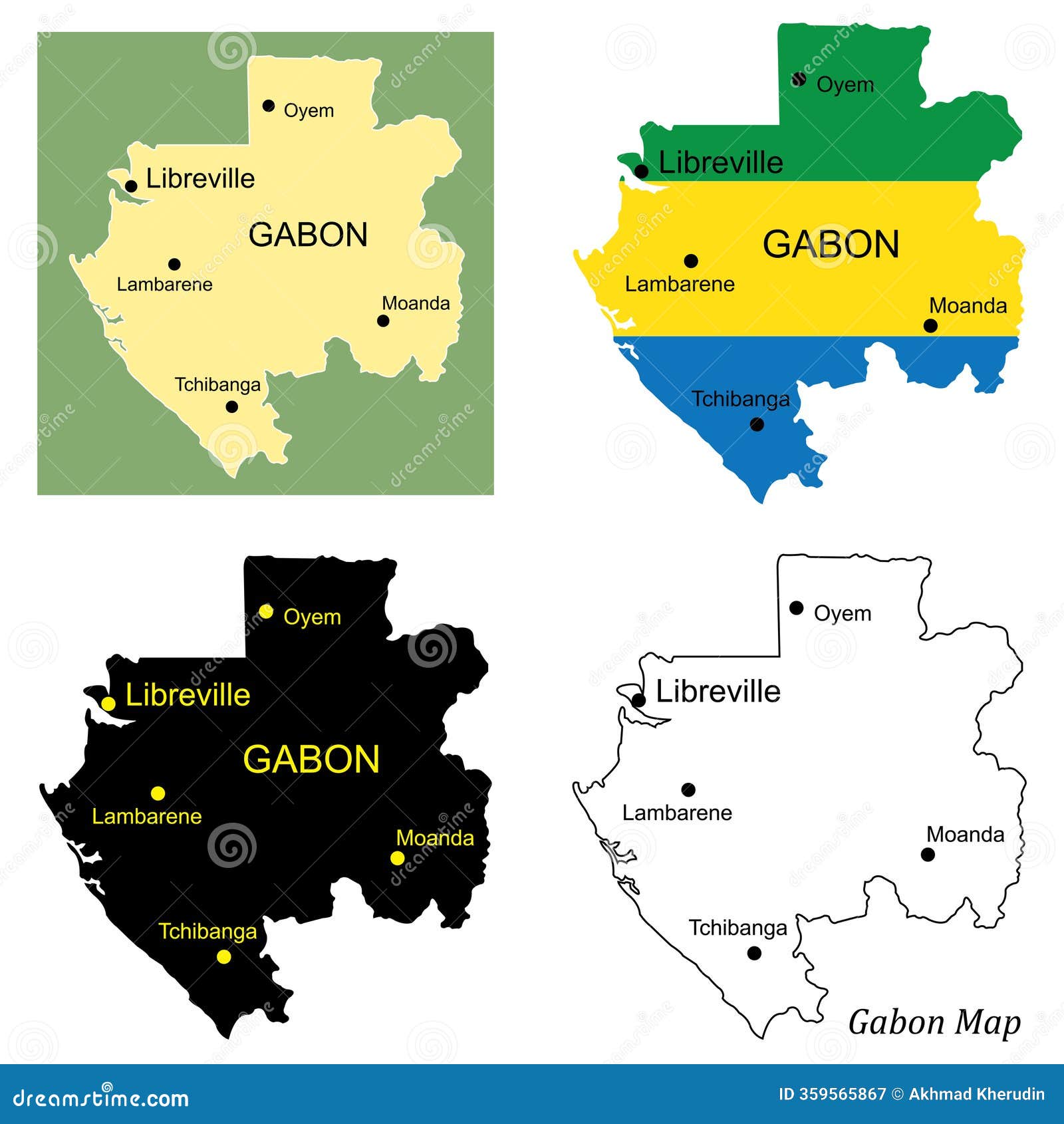 Gabon region map stock illustration. Illustration of nation - 359565867