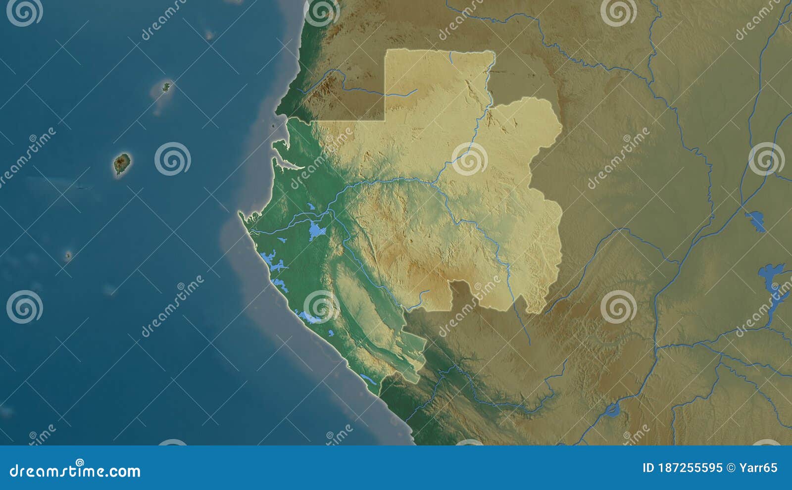 Gabon - Relief. Composition Stock Illustration - Illustration of ocean ...
