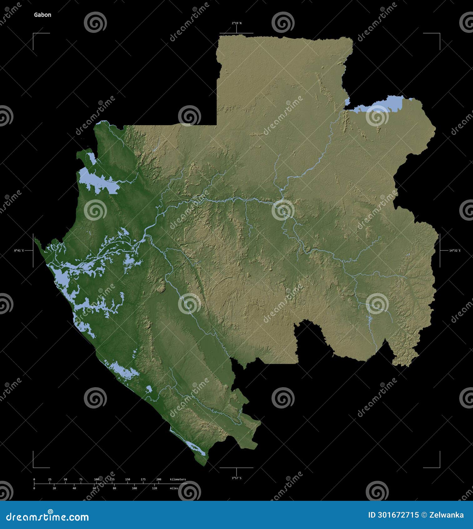 Gabon shape on black. Pale stock illustration. Illustration of shape ...