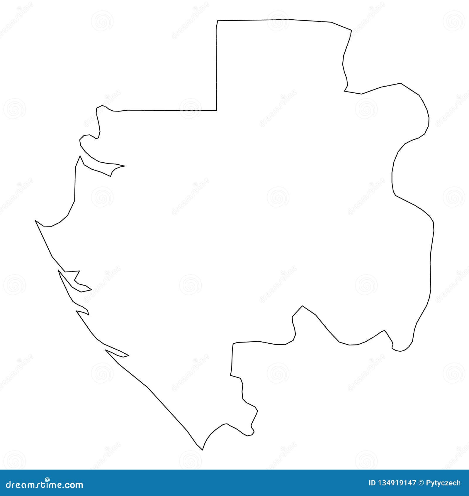 Gabon - Solid Black Outline Border Map of Country Area. Simple Flat ...