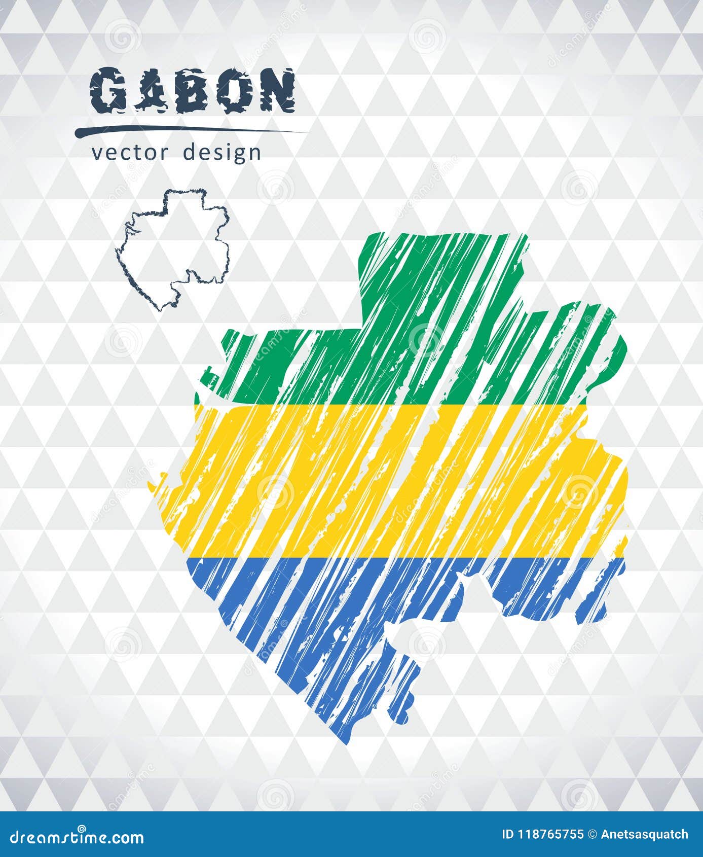 Gabon Vector Map with Flag Inside Isolated on a White Background ...
