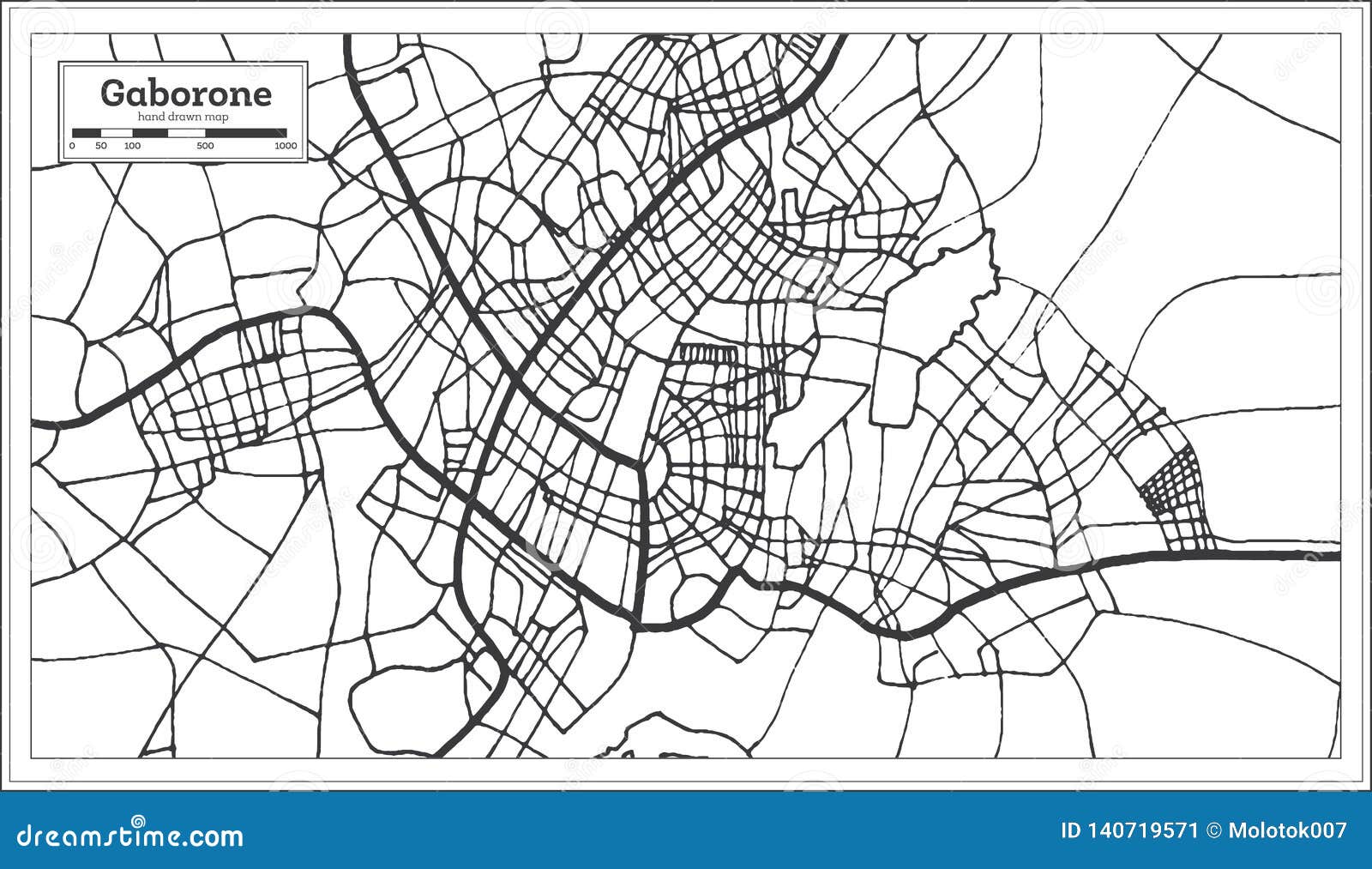 Gaborone Botswana City Map in Retro Style. Outline Map Stock Vector ...