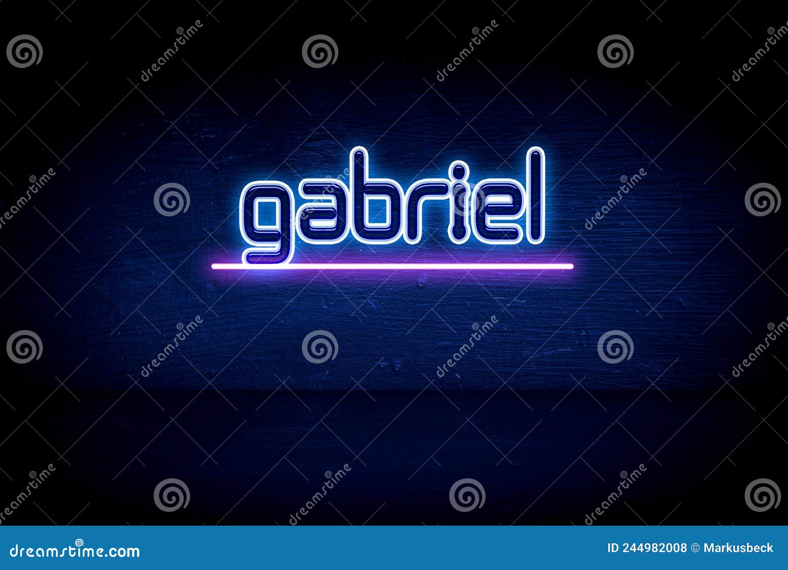 Gabriel - Blue Neon Announcement Signboard Stock Photo - Image of glow ...