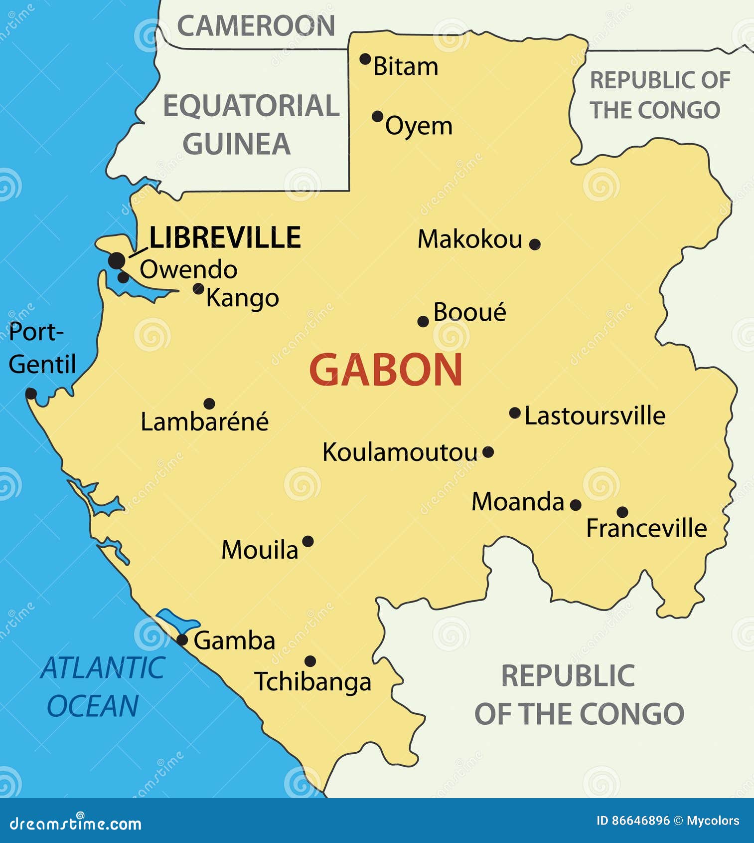 Gabón La República Gabonesa Mapa Del Vector Ilustración Del Vector