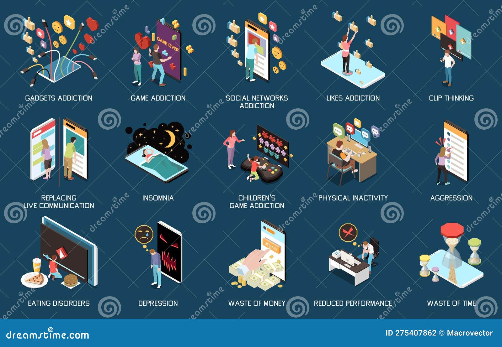 Gadget Addiction Set stock vector. Illustration of technology - 275407862