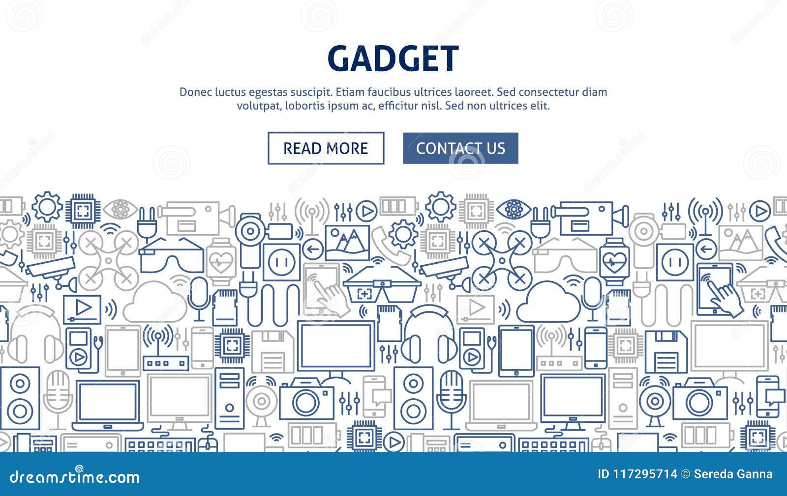 Gadget Banner Design stock vector. Illustration of concept - 117295714