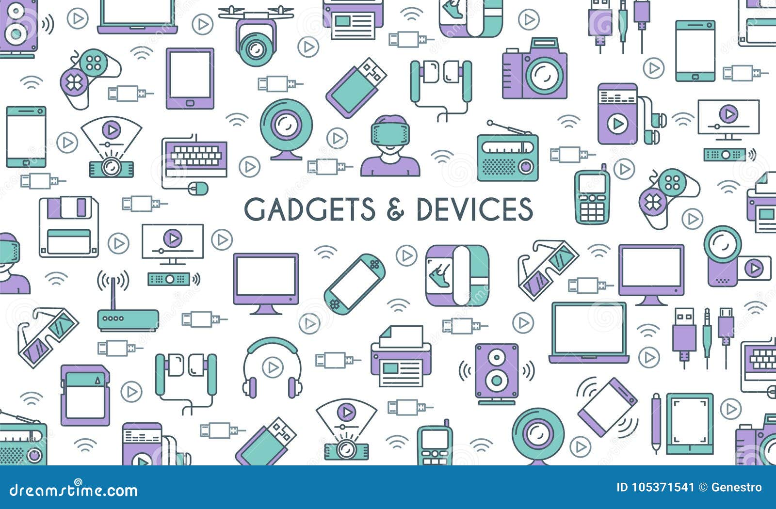 Gadget and devices banner stock vector. Illustration of isolated ...