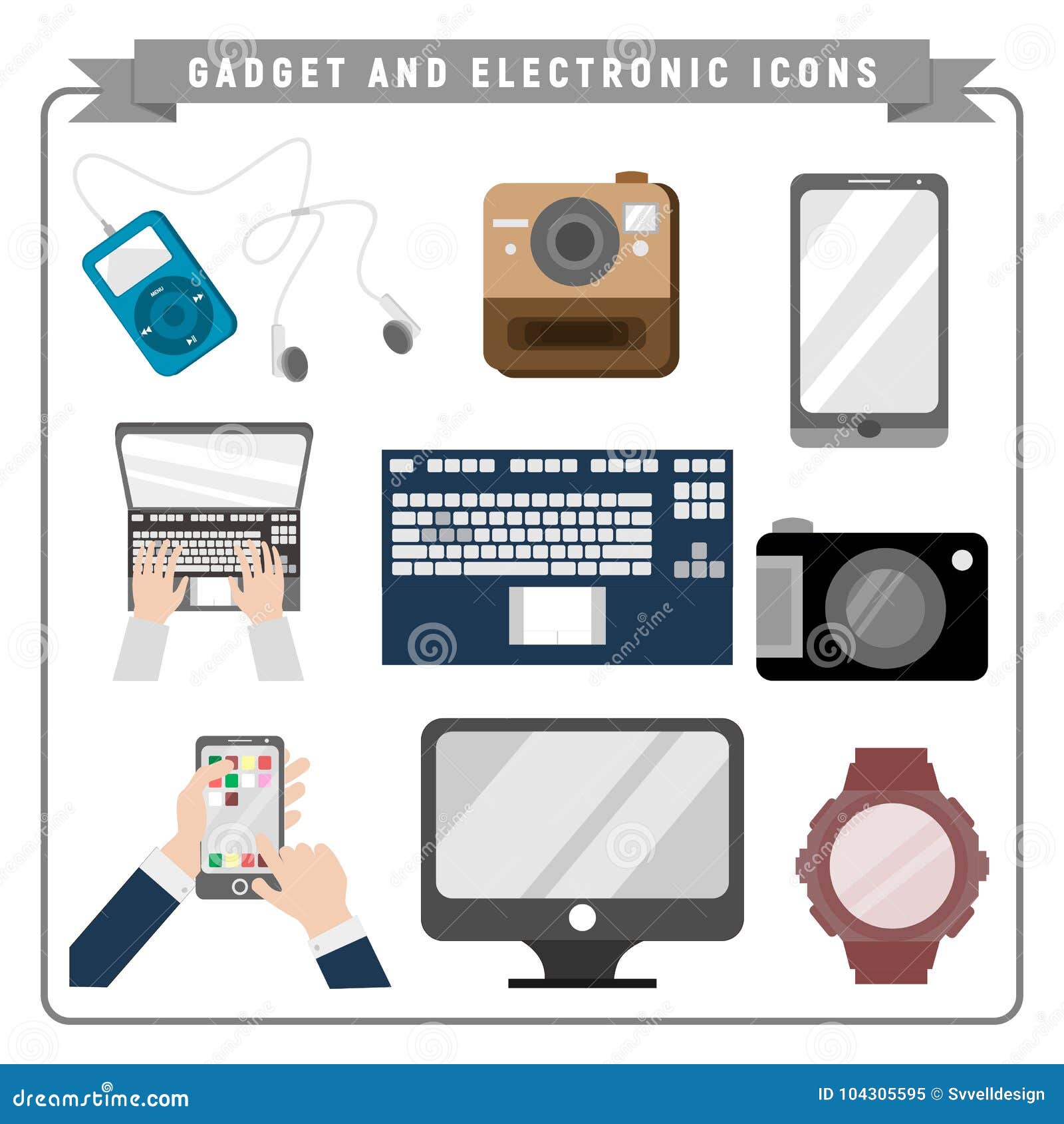 Gadget and Electronic Illustration Pack Stock Vector - Illustration of ...