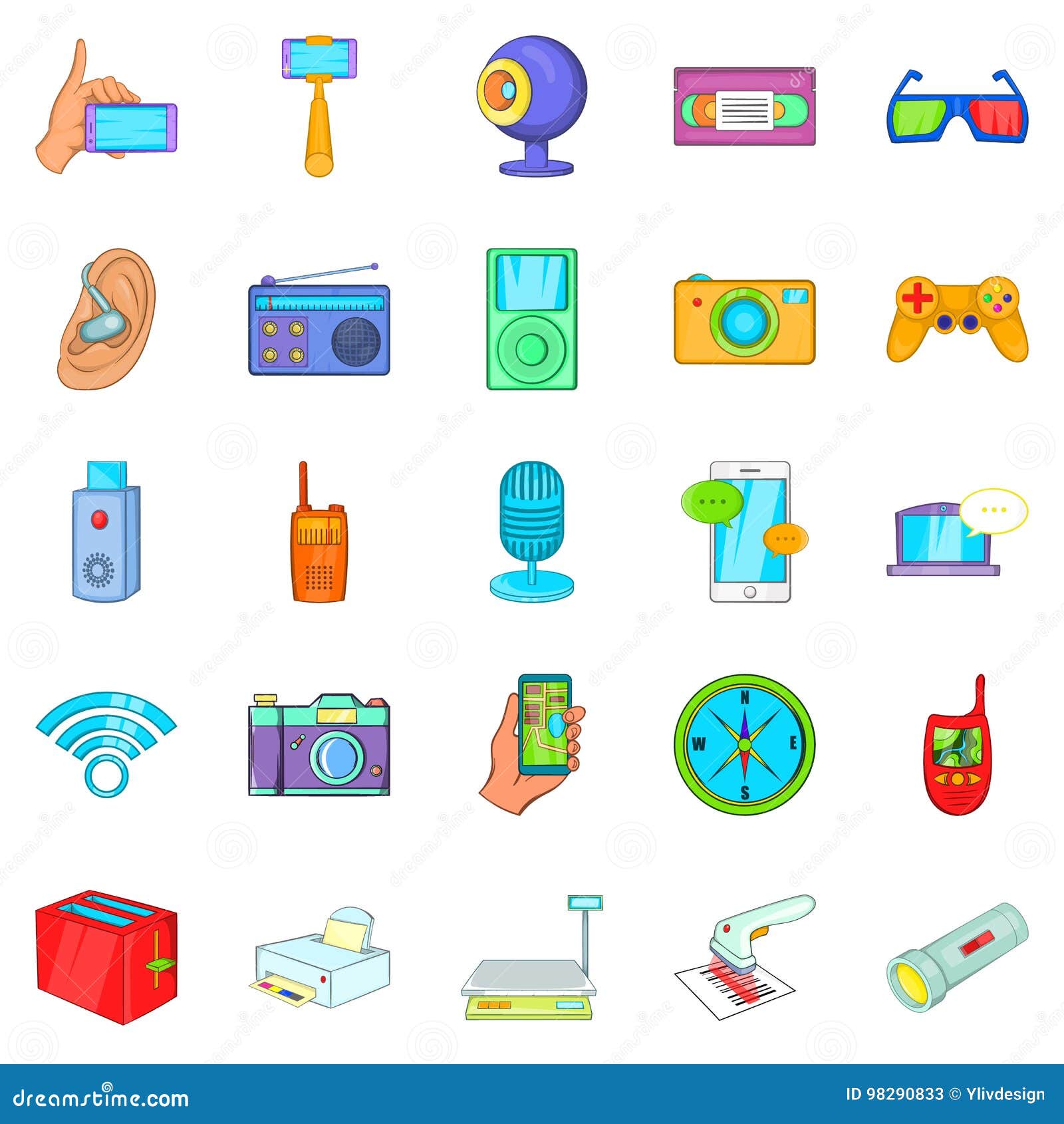 Gadget for Entertainment Icons Set, Cartoon Style Stock Vector ...