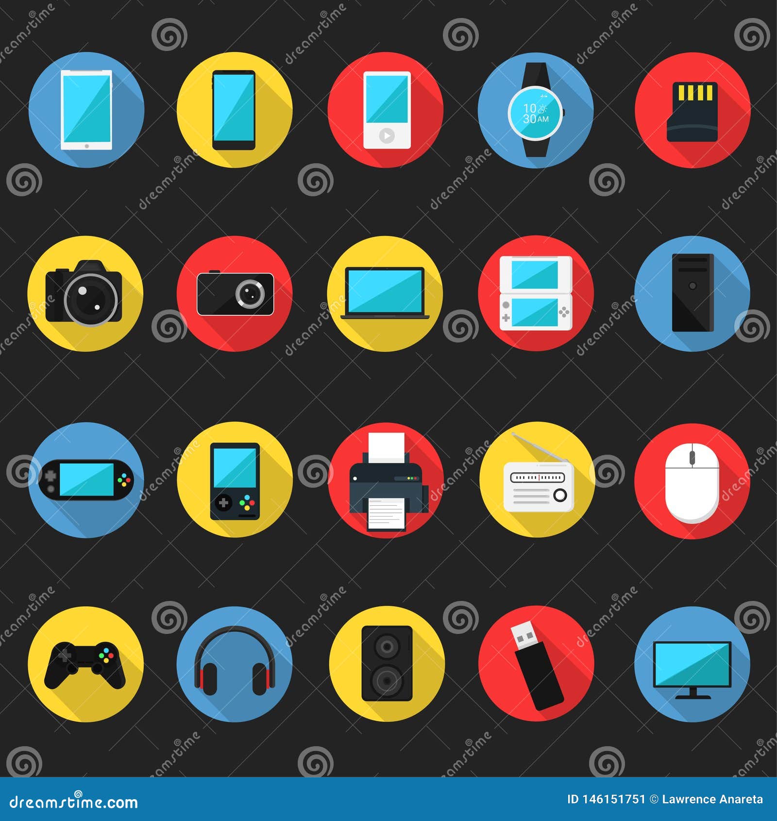 Flat Technology Equipment/ Computer Equipment Icon Set Vector ...