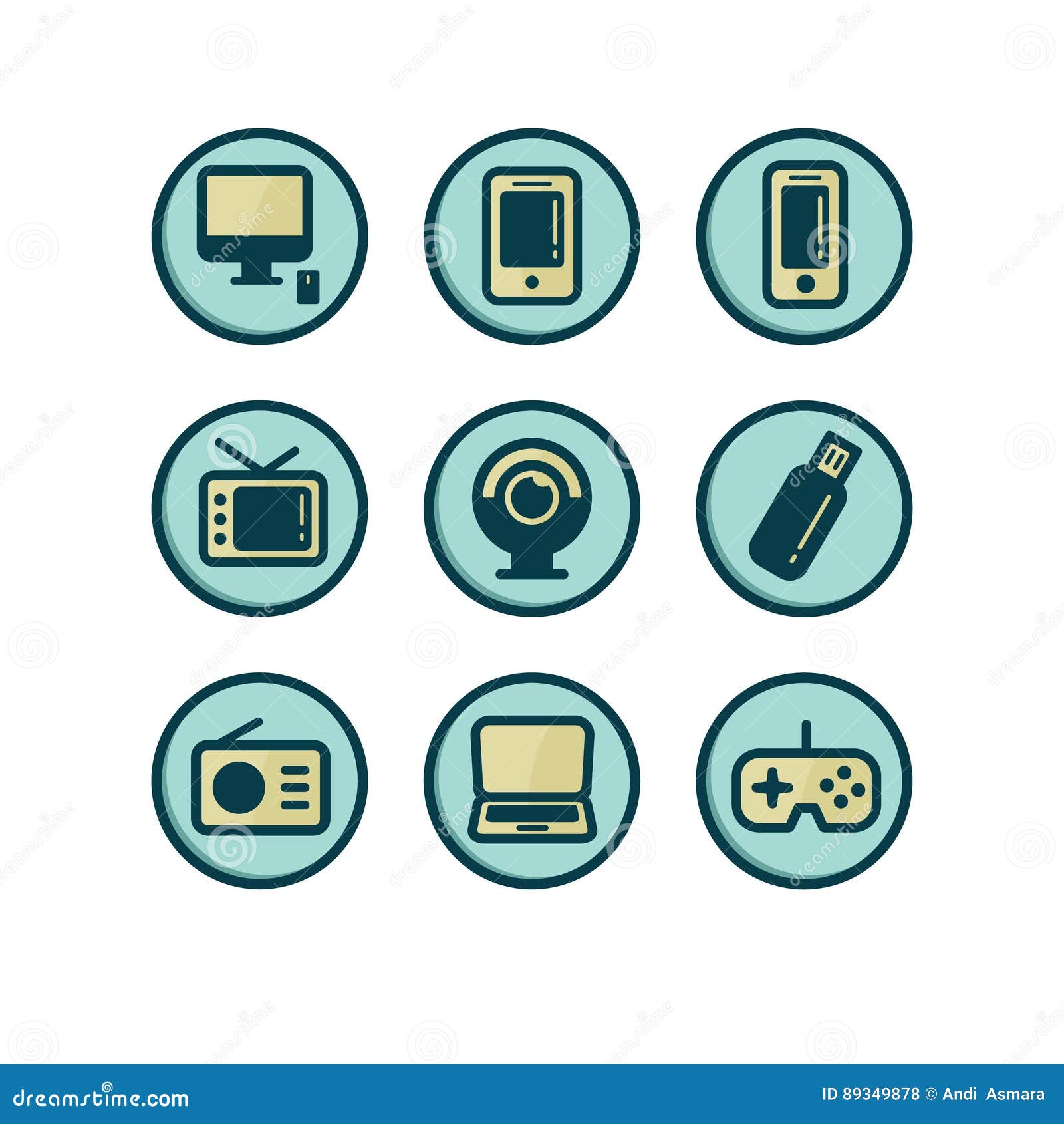 Gadget Icon Set stock vector. Illustration of smartphone - 89349878