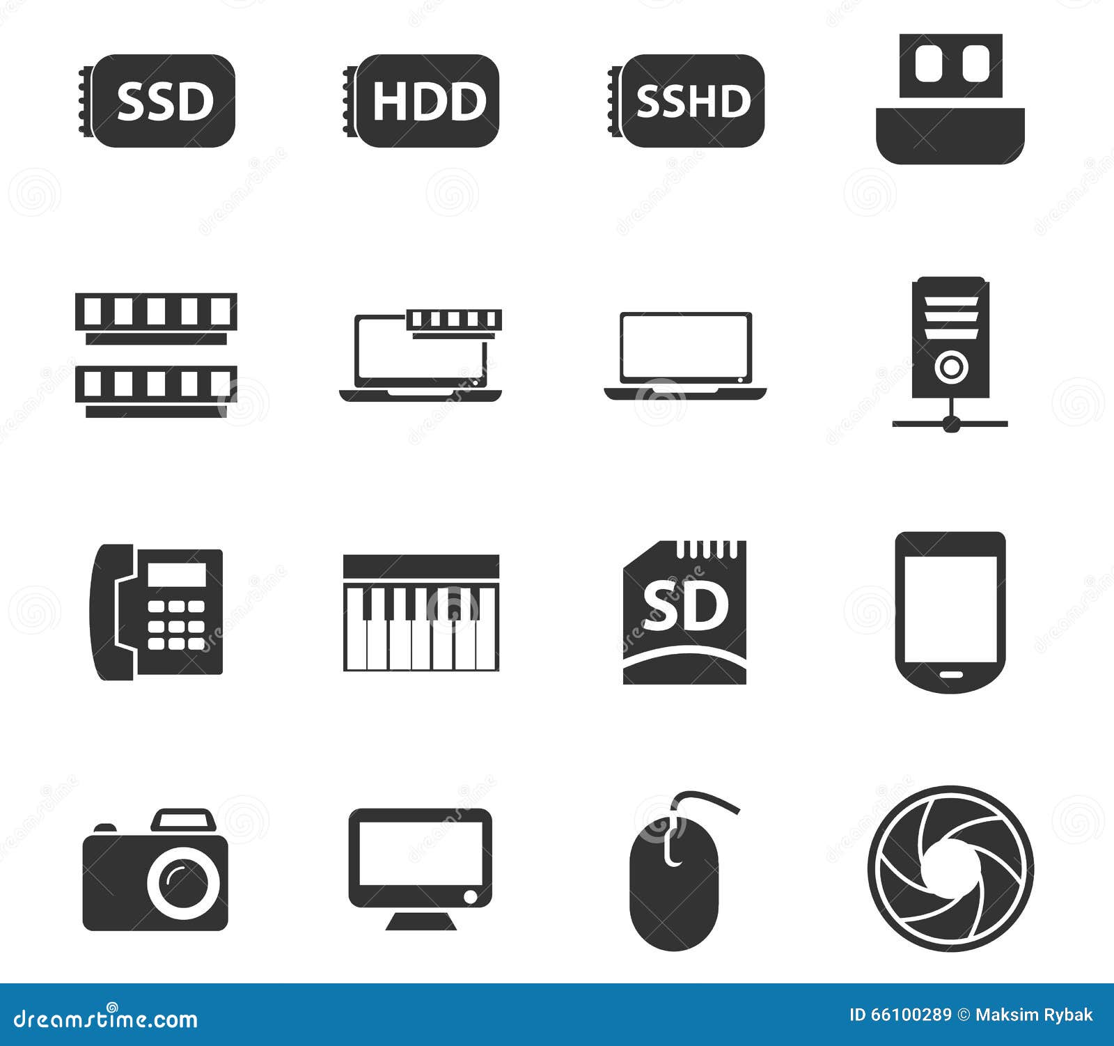 Gadget icon set stock vector. Illustration of black, graphic - 66100289