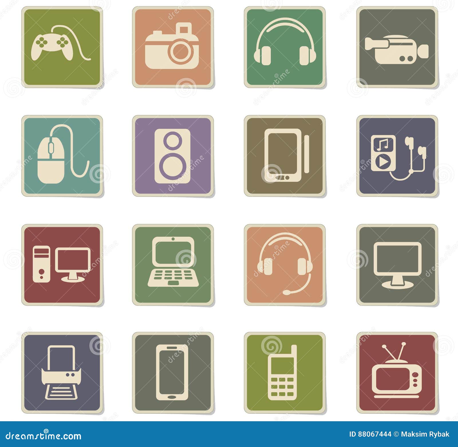 Gadget icon set stock vector. Illustration of equipment - 88067444