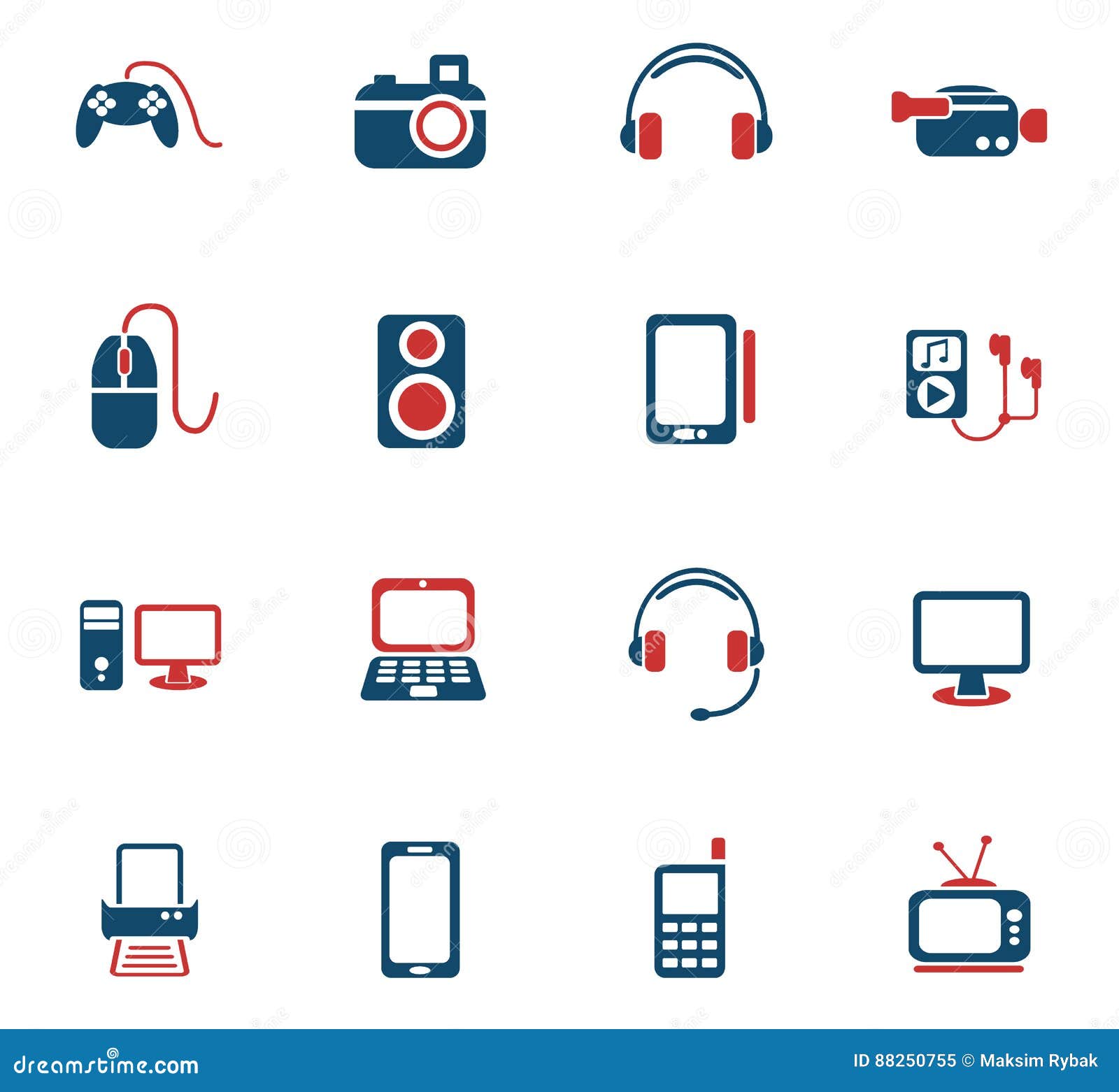 Gadget icon set stock vector. Illustration of microphone - 88250755