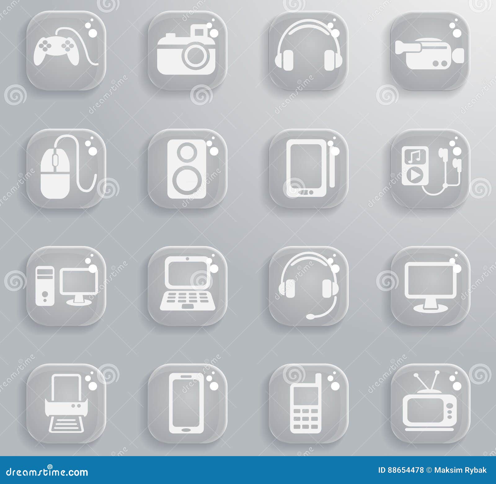 Gadget icon set stock illustration. Illustration of computer - 88654478