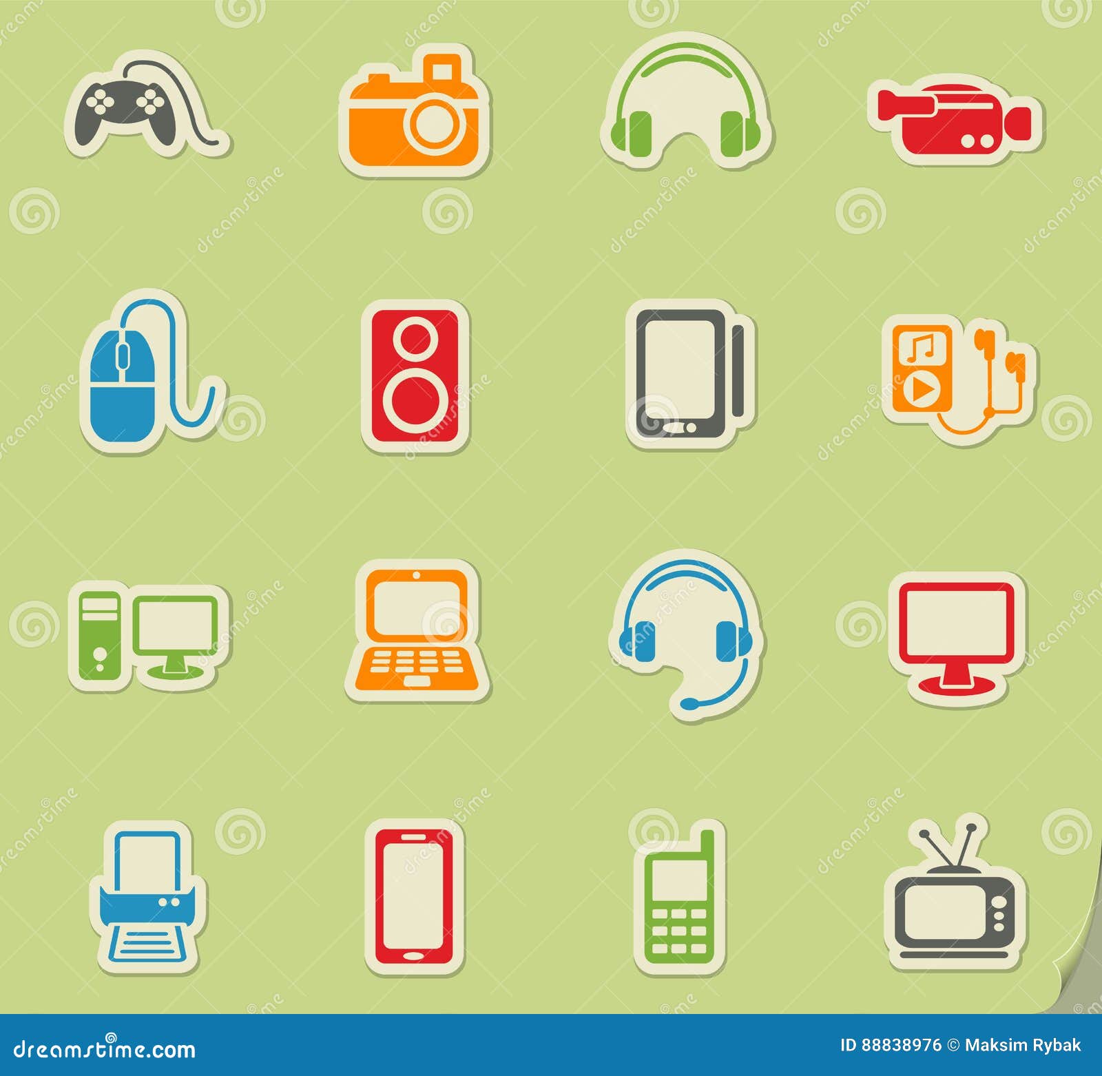 Gadget icon set stock illustration. Illustration of monitor - 88838976