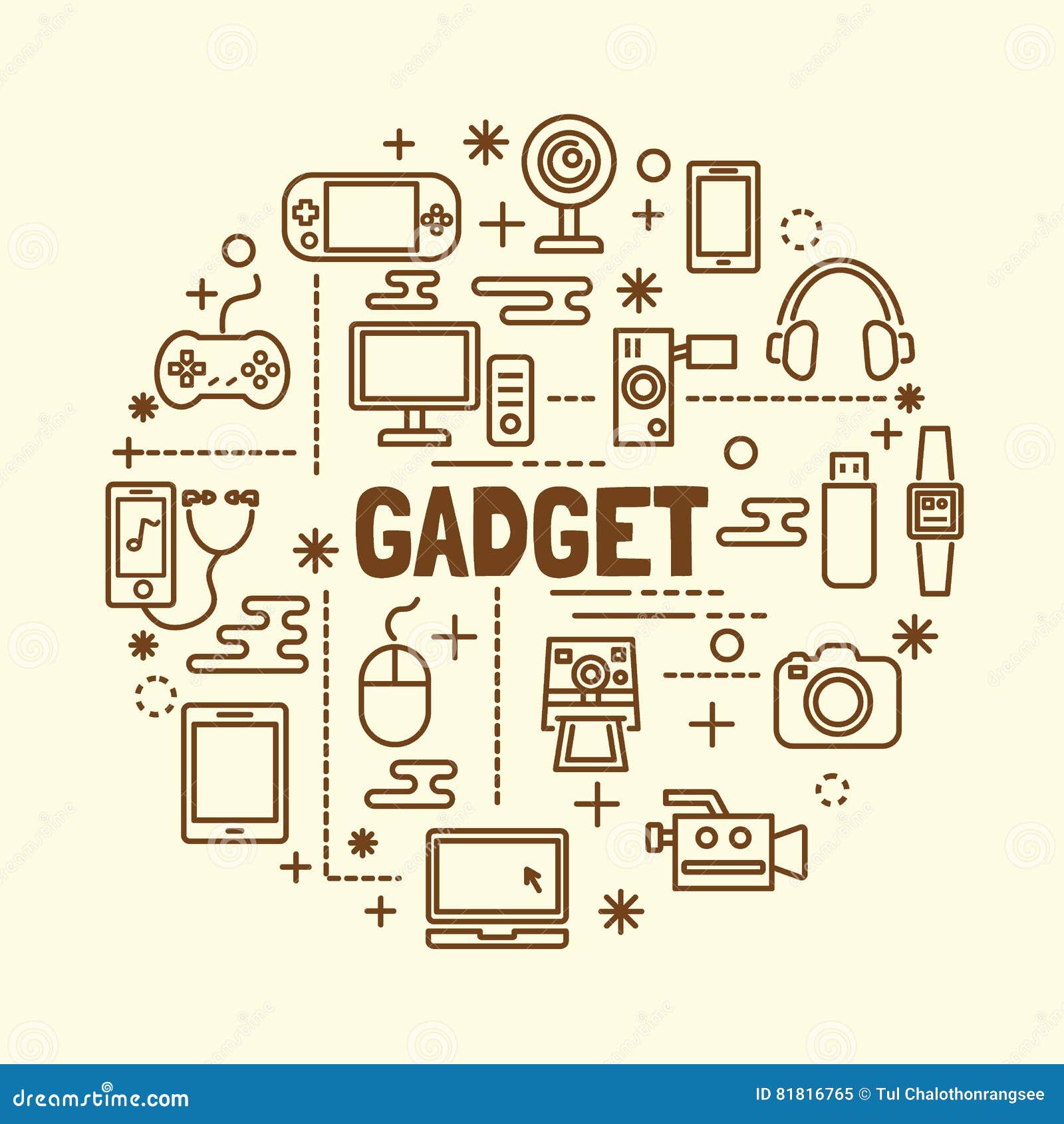 Gadget Minimal Thin Line Icons Set Stock Vector - Illustration of ...